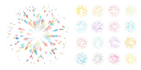 Collection Of Abstract Fireworks Arrows In Different Directions Surprise Symbol With Flying
