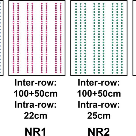 Schematic Diagrams Of Four Row Spacing Patterns Download Scientific Diagram