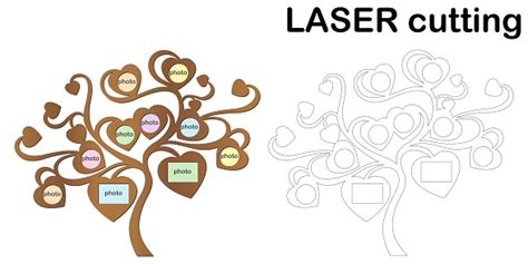 가족 나무 레이저 절단에 대 한 사진 프레임입니다 사진 프레임 콜라주 나무와 금속에 대 한 템플릿 레이저 절단기 0명에 대한 스톡 벡터 아트 및 기타 이미지 Istock