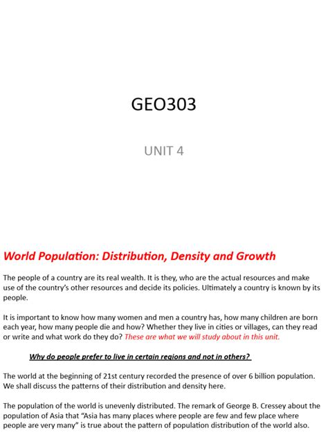 Geo303 Unit 4 Lec Pdf Human Migration Birth Rate