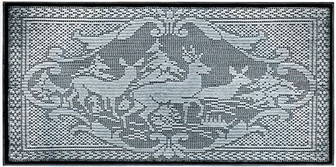 Filet Crochet Deer Pattern Purple Kitty