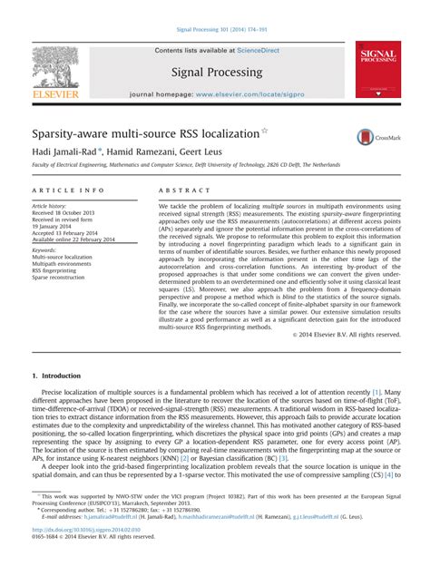 pdf sparsity aware multi source rss localization