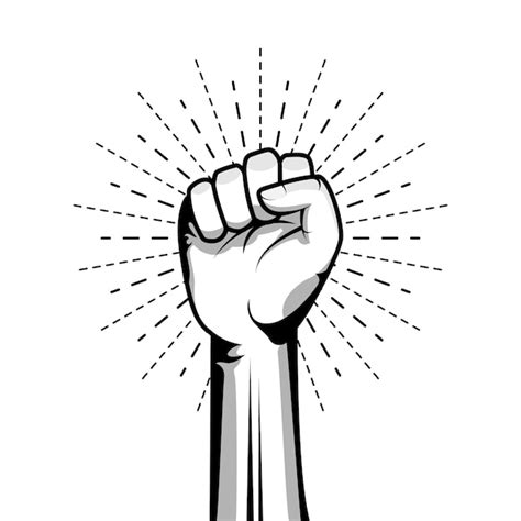 꽉 주먹 손 벡터 일러스트 레이 션 포스터 디자인에 대 한 혁명 그림 프리미엄 벡터