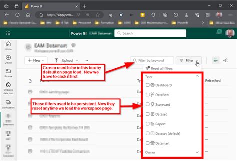 Solved Workspace Filter Does Not Stay Applied Microsoft Fabric Community