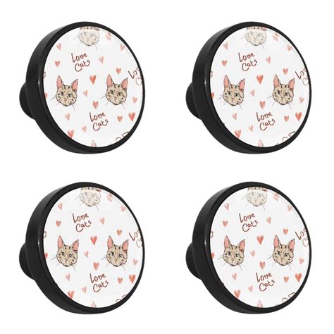 4 Pcs Cute Cats Knobs For Kitchen Cabinet Cupboard Dresser Bookcase