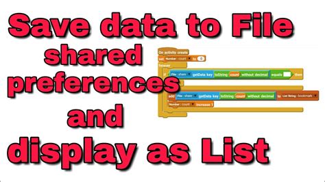 Display Data From File Shared Preferences In A List Youtube