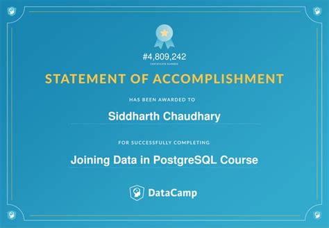 Certificate Joining Data In Postgre Sql Course Ppt