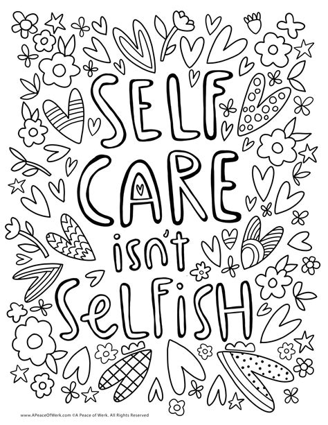 Self Care Coloring Activity Coloring Pages