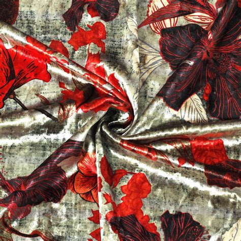 Floral Printed Velvet Fabric Soft Stretchy And Luxurious Textiles