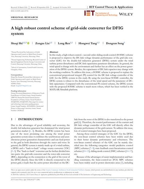 Pdf A High Robust Control Scheme Of Grid‐side Converter For Dfig System