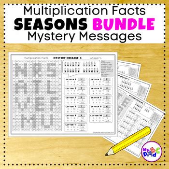 Multiplying Facts Four Seasons Mystery Messages Bundle Tpt