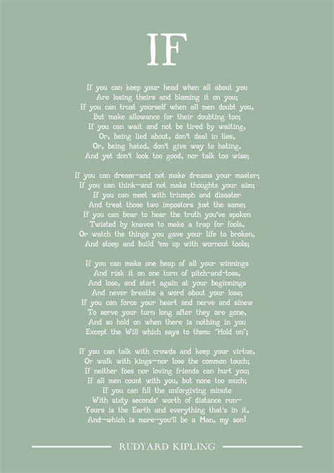 Rudyard Kipling If Poem Art Print Design A4 Size Rudyard Kipling Poems About Love Rudyard