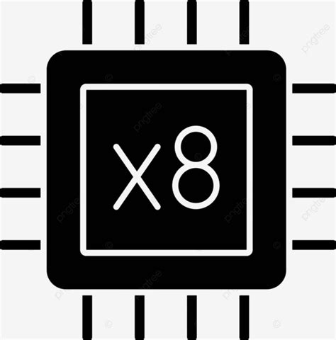 Octa Core Processor Glyph Icon Chipset Negative Space Cpu Vector Chipset Negative Space Cpu