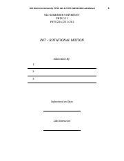 Investigate Rotational Motion Lab Manual Experiment P Course Hero