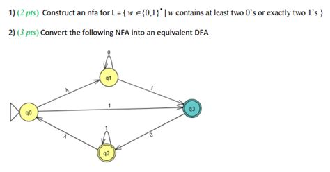 Solved Construct An Nfa For L W 0 1 W Contains At Chegg Com