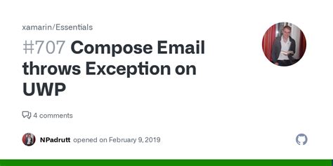 Compose Email Throws Exception On Uwp · Issue 707 · Xamarinessentials · Github