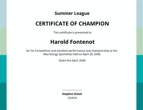 Free Champion Certificate Of Winning Competition Template To Edit Online