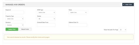 Search AVMs ValueLink Software