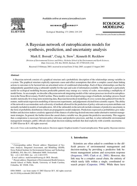 Pdf Ecological Prediction Using Causal Bayesian Networks A Case