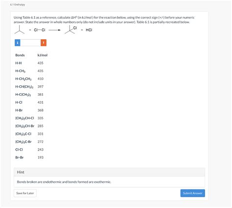 Solved Using Table 61 As A Reference Calculate Δh∘ In