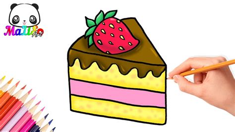Как нарисовать ТОРТ кусок ТОРТИКА с клубникой просто How To Draw A Cake Slice With Strawberry