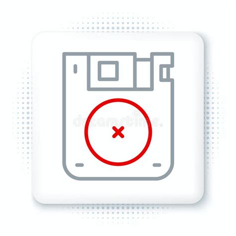 Line Floppy Disk For Computer Data Storage Icon Isolated On White