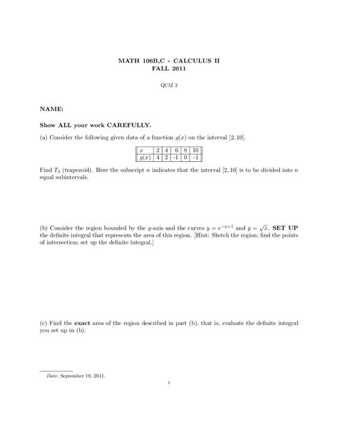 Data Calculus Quiz Docsity