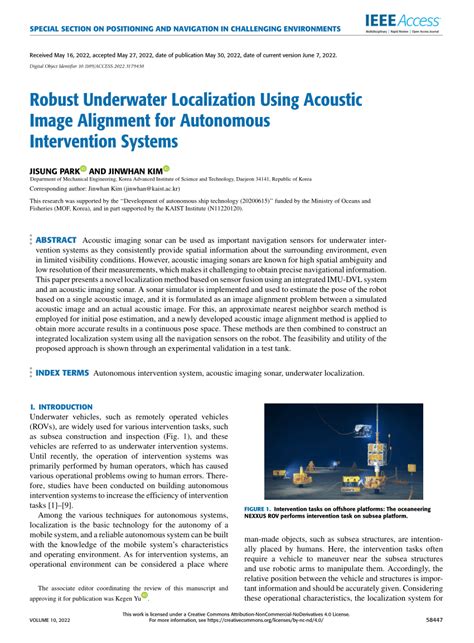 Pdf Robust Underwater Localization Using Acoustic Image Alignment For