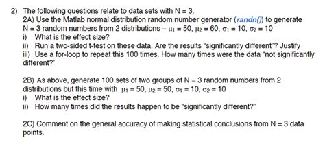 Solved The Following Questions Relate To Data Sets With N Chegg