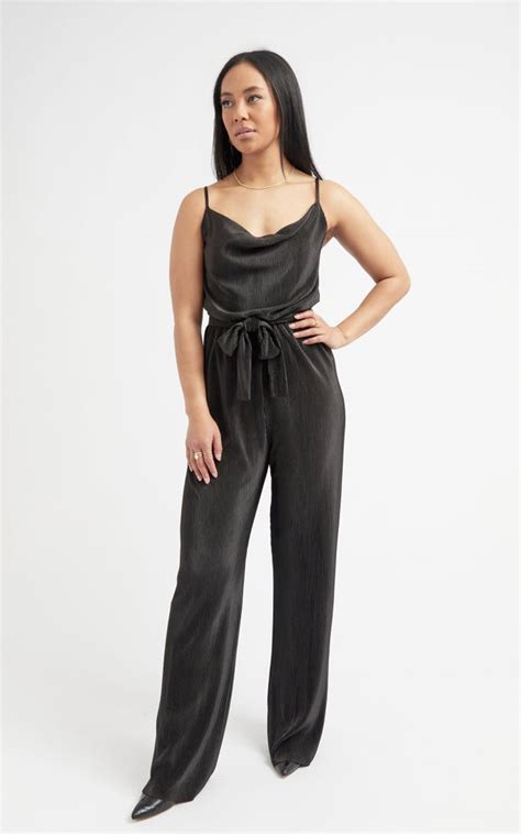 Pleated Cowl Neck Jumpsuit Pagani