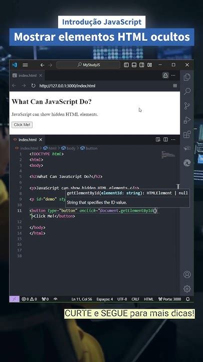 Introdução Javascript — Mostrar Elementos Html Ocultos Youtube