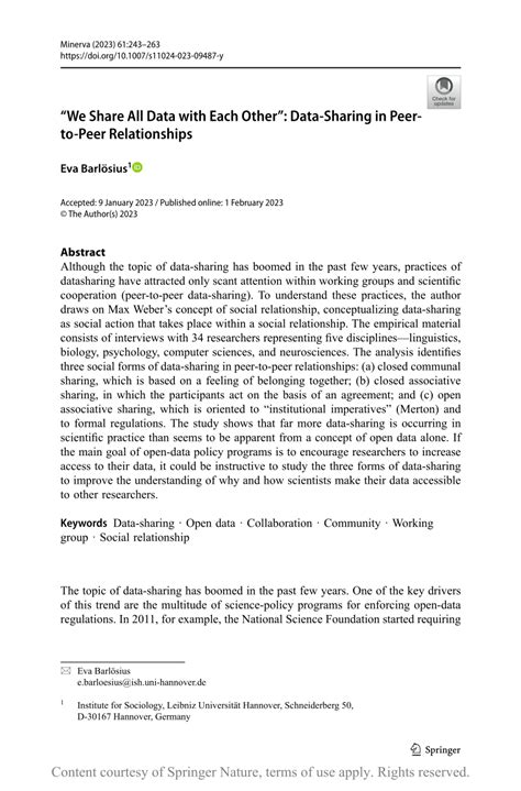 Pdf “we Share All Data With Each Other” Data Sharing In Peer To Peer Relationships