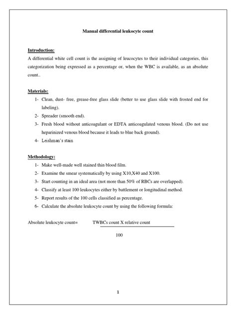 Differential Leukocyte Count Pdf