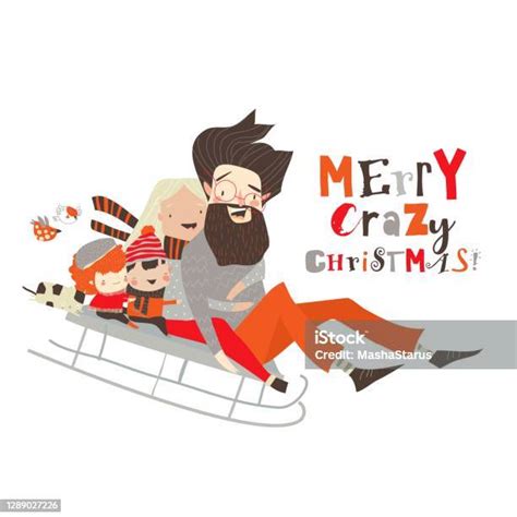 썰매 타기를 즐기는 만화 행복한 가족 12 월에 재미 있는 가족 함께 시간을 보내고 겨울에 대한 스톡 벡터 아트 및 기타 이미지 겨울 미끄러짐 12월 Istock