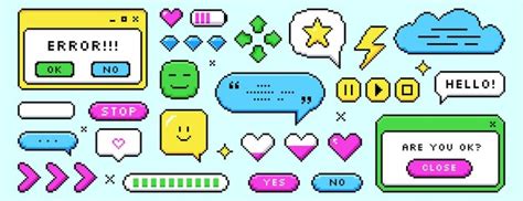 free vector pixel dialogue boxes speech bubbles flash message frames