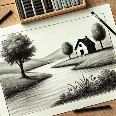 ایده‌هایی برای نقاشی سیاه قلم طبیعت آموزشگاه نقاشی مدادرنگی