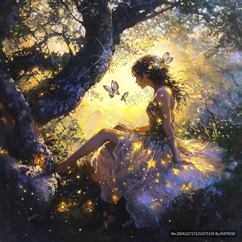 Ai创作图tif唯美油画 蝴蝶梦幻境界 唯美梦幻艺术 写实唯美插画 浪漫意境遐想画 梦幻世界里的姑娘 插画梦幻女孩 梦幻风景女孩 蝴蝶与仙境