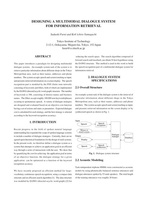 Pdf Designing A Multimodal Dialogue System For Information Retrieval