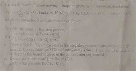 solved 5 let the following 3 point moving average be given