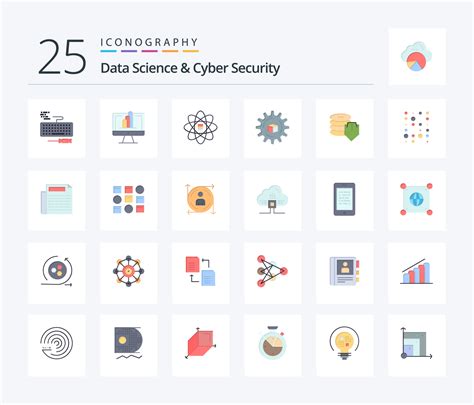 Data Science And Cyber Security 25 Flat Color Icon Pack Including