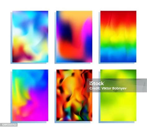 포스터 벽지 전단지 브로셔 커버 타이포그래피 또는 기타 인쇄 또는 웹 제품에 대한 그라데이션 텍스처 세트 벡터 일러스트레이션 0명에 대한 스톡 벡터 아트 및 기타 이미지