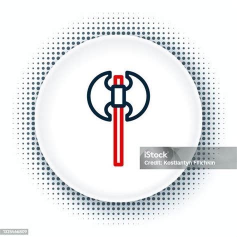 흰색 배경에 격리 된 줄 중세 도끼 아이콘 전투 도끼 실행자 도끼 중세 무기 다채로운 개요 개념 벡터 다중 색상에 대한 스톡 벡터 아트 및 기타 이미지 Istock