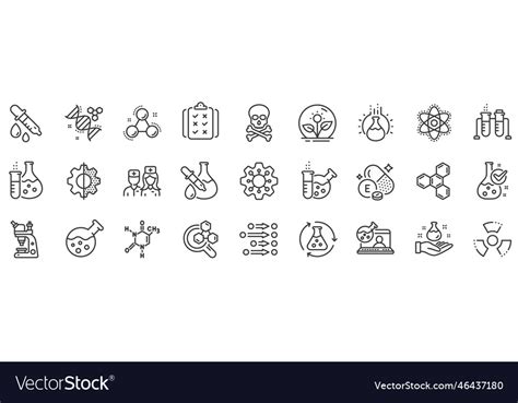 Chemistry Lab Line Icons Chemical Formula Vector Image