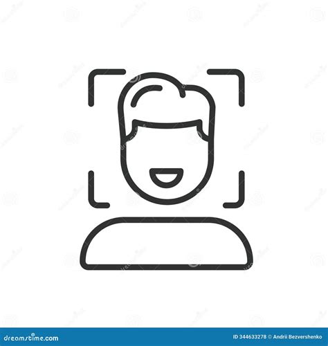 Male Face Detected Icon In Line Design Male Face Detected Recognition Identification
