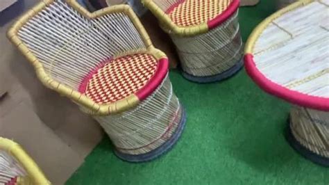 Bamboo Muddha Chair And Table Dining Furniture Set Without Armrest At