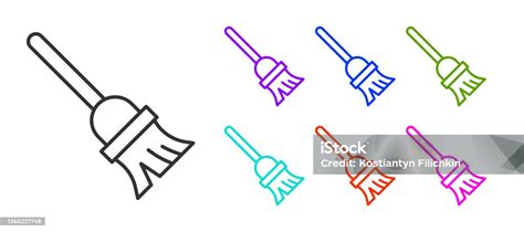 흰색 배경에 격리 된 검은 줄 걸레 아이콘 청소 서비스 개념 다채로운 아이콘을 설정합니다 벡터 가사 집안일에 대한 스톡 벡터 아트 및 기타 이미지 Istock