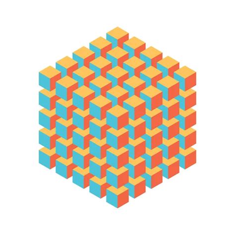 Grey Geometric Cube Of 125 Smaller Isometric Cubes Abstract Design Element Science Or