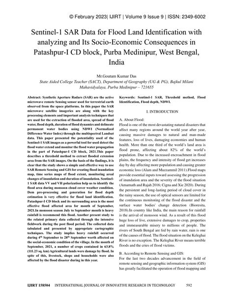 Pdf Sentinel 1 Sar Data For Flood Land Identification With Analyzing And Its Socio Economic