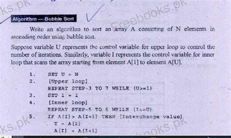 Algorithm Bubble Sortwrite An Algorithm To Soit An Array A Consisting