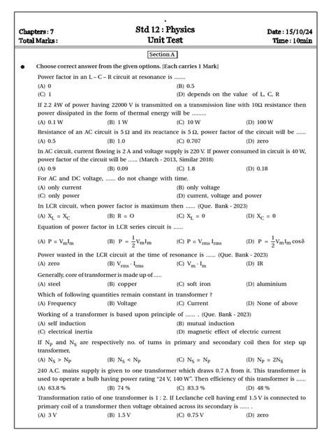 Chapter 7 Part 2 Pdf Transformer Alternating Current